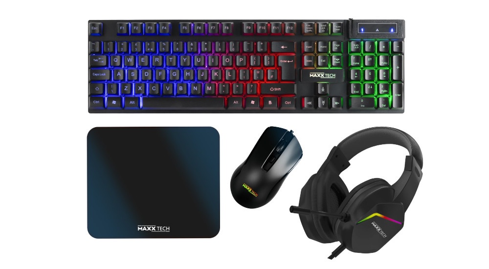 Maxx Tech 4v1 Combo Kit herní set (klávesnice, headset, myš a podložka ...